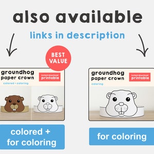 Groundhog Day Paper Crown Party Printable Kids Craft Spring Costume ...