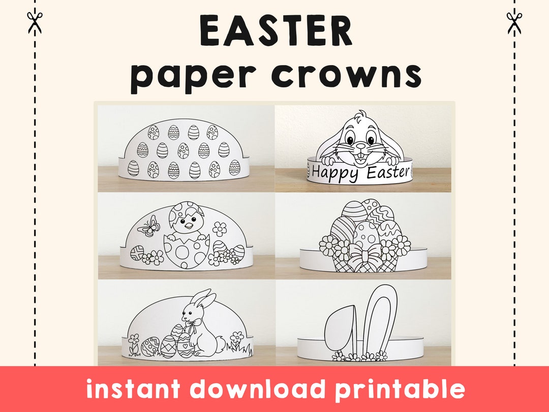 Easter Paper Crown Coloring Headband Easter Spring Cut Out Party ...