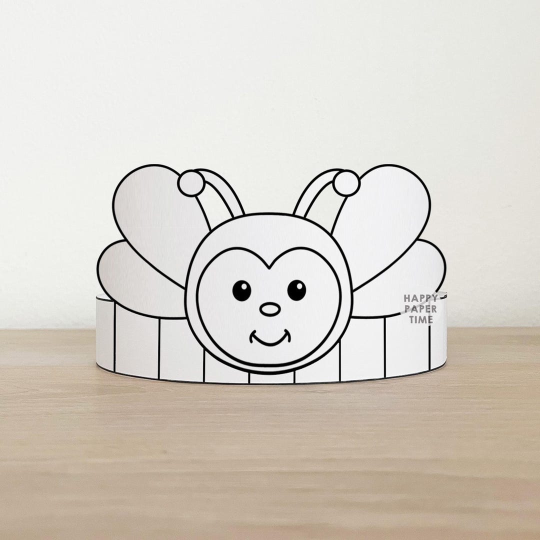 Bee Paper Crown Headband Craft Bugs Insects Party Activity Coloring ...