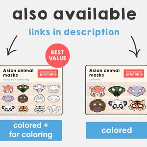 Asian Jungle Animal Masks Coloring Craft Activity for Kids, Printable ...