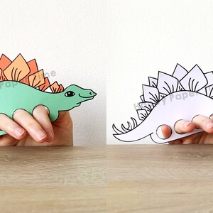 Dinosaur Stegosaurus Paper Craft Printable Finger Puppet Kids Craft ...