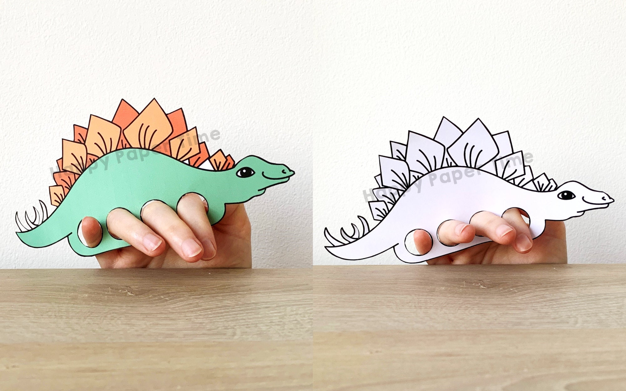 Dinosaur Stegosaurus Paper Craft Printable Finger Puppet Kids - Etsy UK