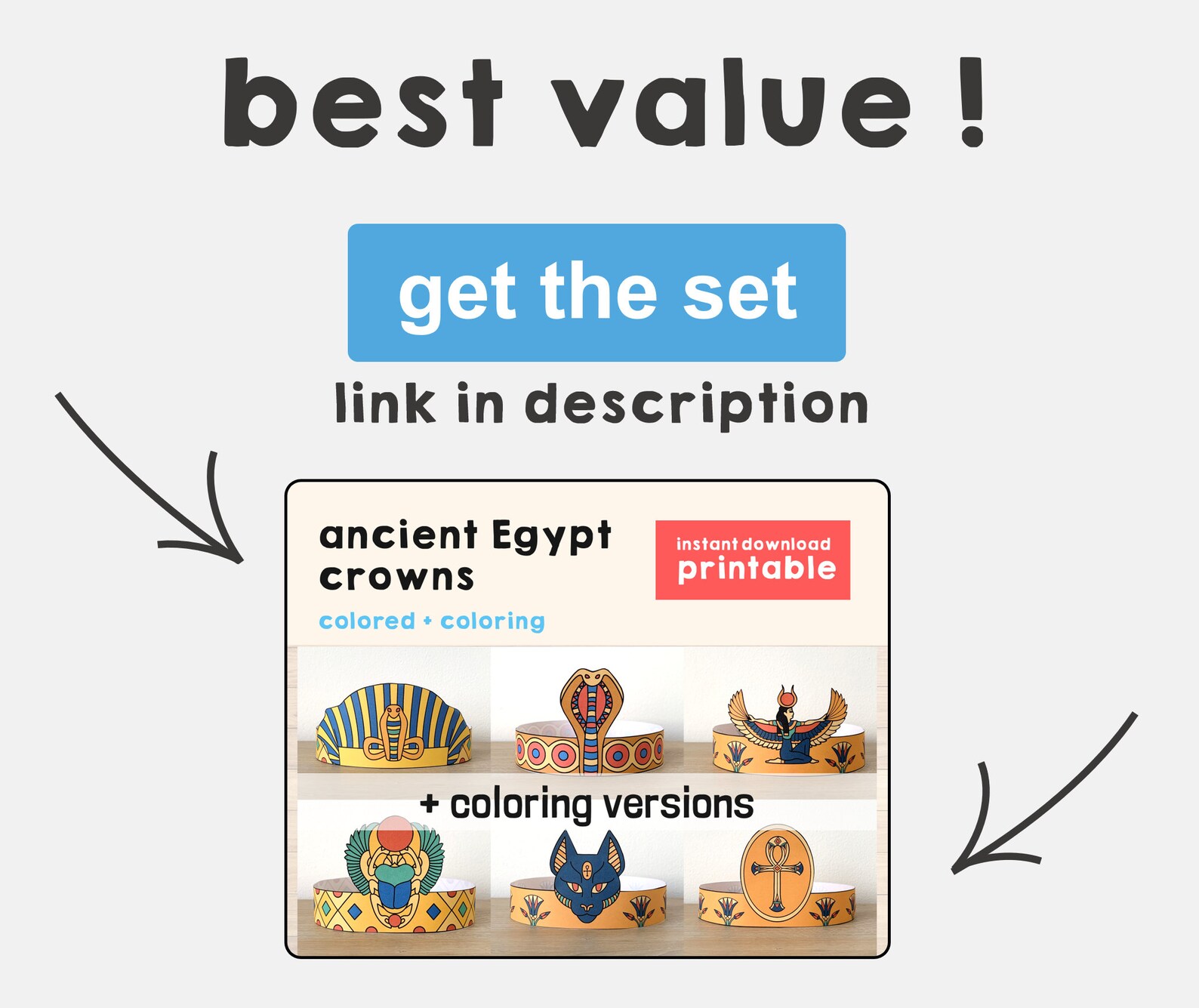 Ancient Egypt Scarab Paper Crown Princess Template Party Coloring ...