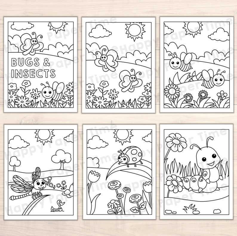 Bugs and Insects Coloring Pages Animal Theme Printable Art - Etsy