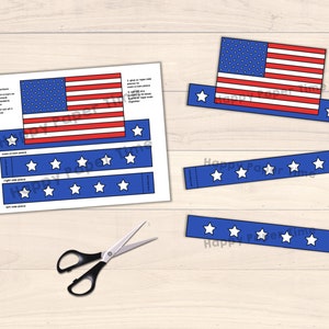 American Flag Paper Crown 4th of July Patriotic Headband Activity ...