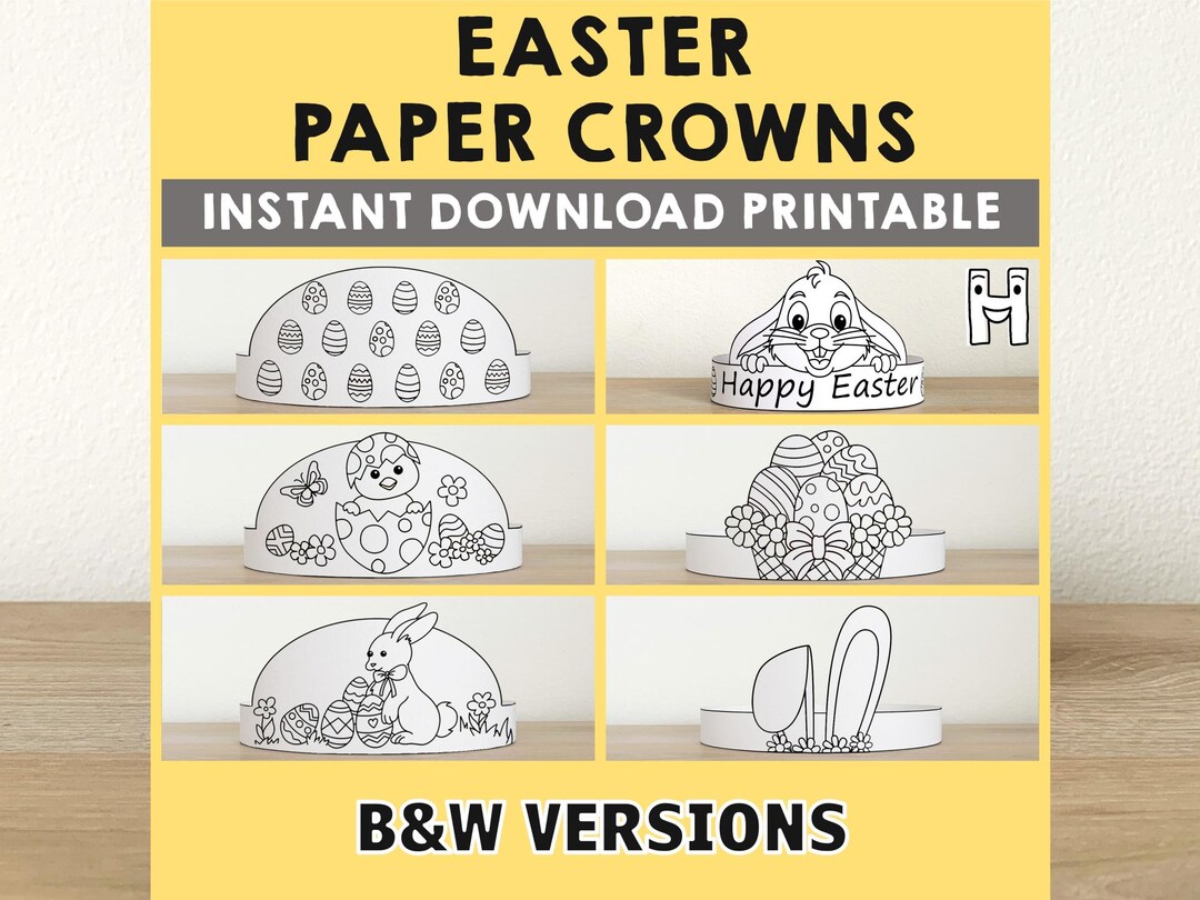 Easter Paper Crown Coloring Headband Easter Spring Cut Out Party ...