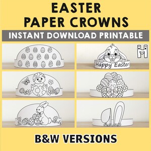Easter Paper Crown Coloring Headband Easter Spring Cut Out Party ...