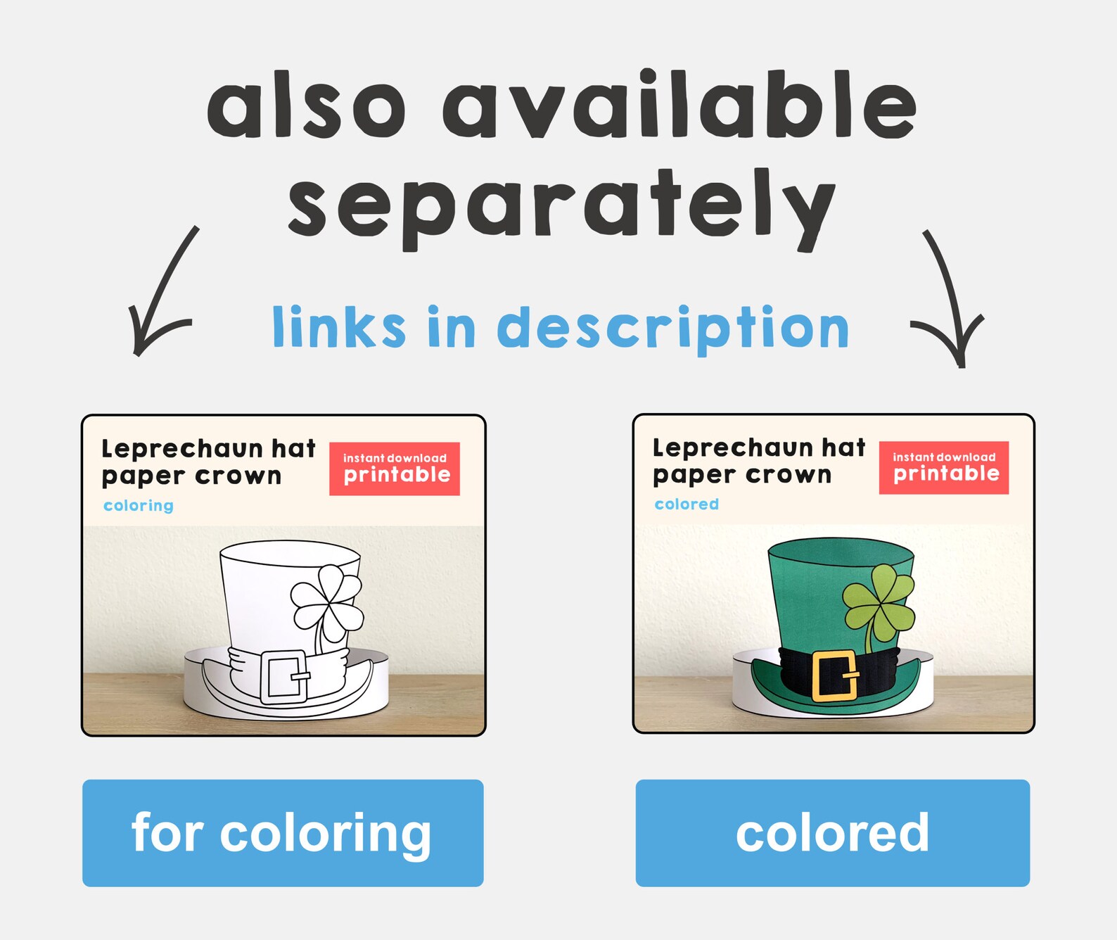 Leprechaun Hat Paper Crown Headband St Patrick's Day Party Coloring ...