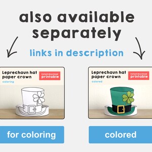 Leprechaun Hat Paper Crown Headband St Patrick's Day Party Coloring ...