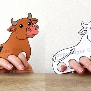 Bull Paper Craft Printable Farm Animal Finger Puppet Kids Craft Farm ...