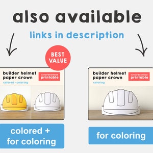 Construction Worker Builder Helmet Paper Crown Party Printable Kids ...