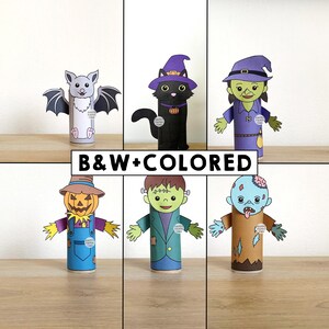 Halloween Toilet Paper Roll Craft Spooky Party Coloring Printable ...