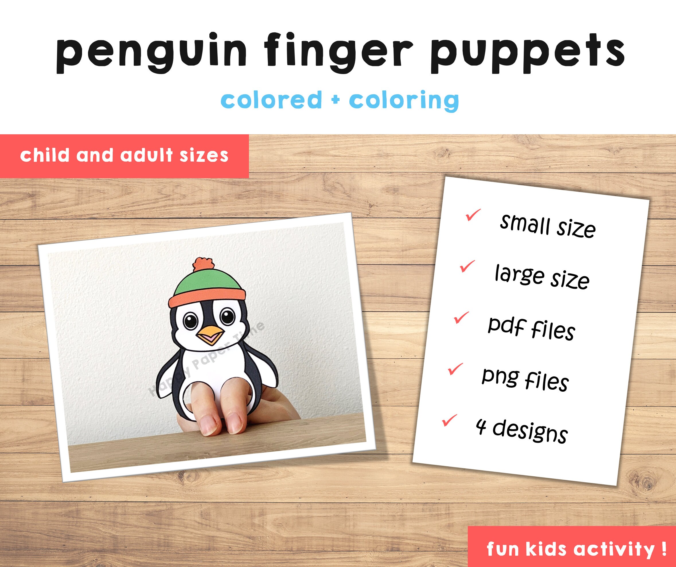 Penguin Puppet Paper Craft Printable Finger Puppet Kids Craft - Etsy ...