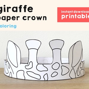 Giraffe Ears Paper Crown Party Coloring Printable Kids Craft | Etsy