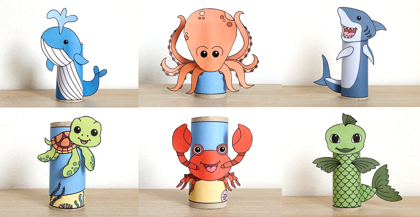 Ocean Animals Toilet Paper Roll Craft Wild Party Coloring - Etsy