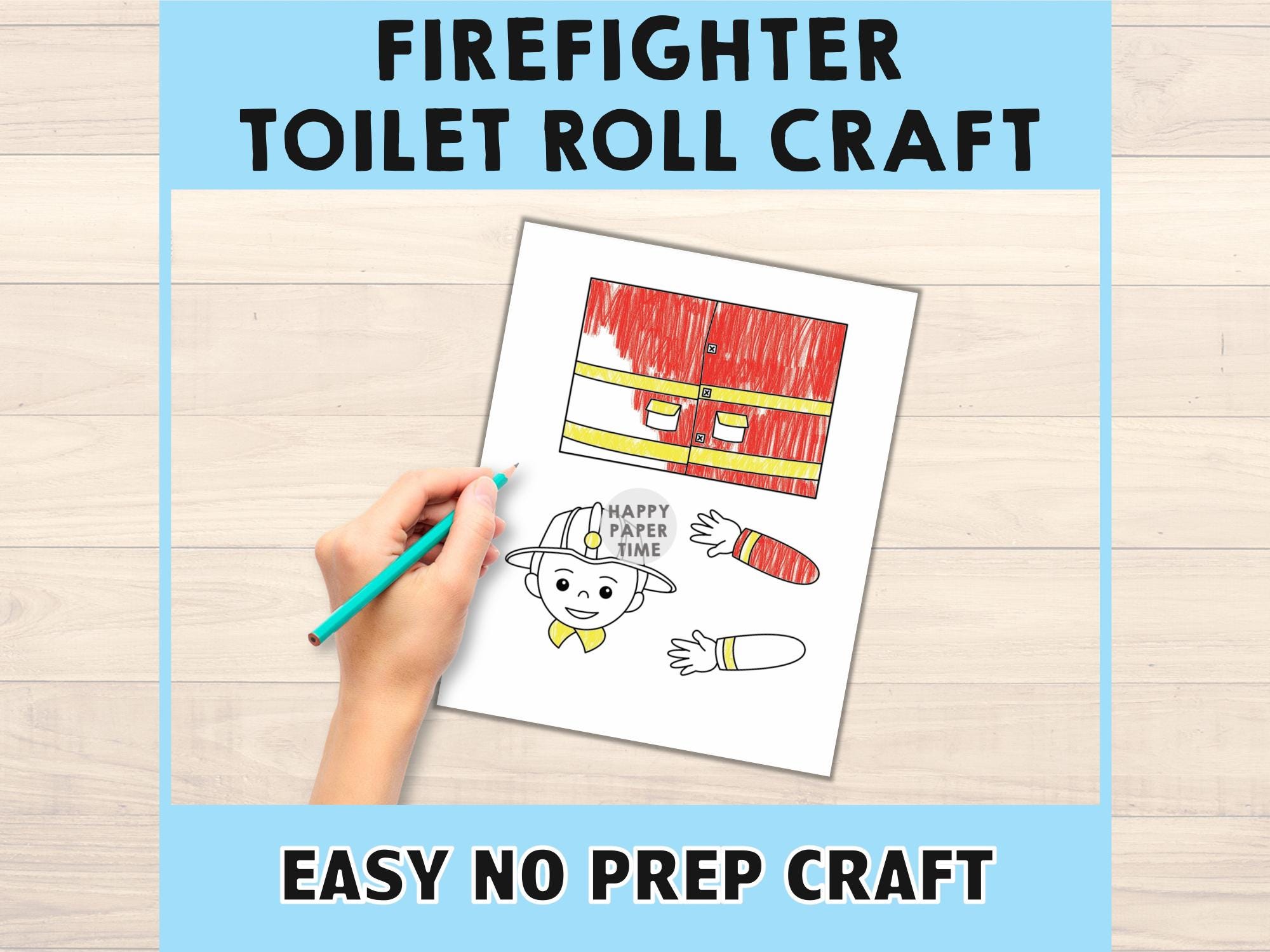 Firefighter Toilet Paper Roll Craft Fireman Party Coloring Printable ...