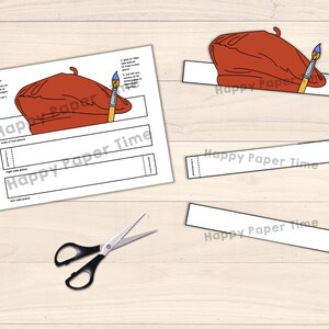 Artist Hat Painter Paper Crown French Party Headband Printable Kids ...