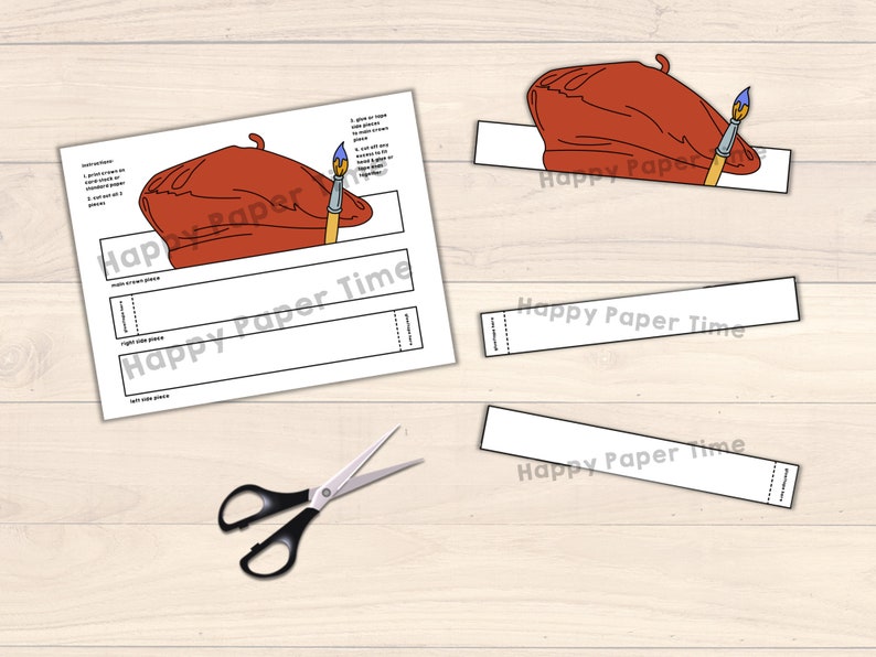 Artist Hat Painter Paper Crown French Party Headband Printable - Etsy