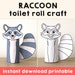Raccoon Toilet Paper Roll Craft Forest Woodland Party Coloring - Etsy