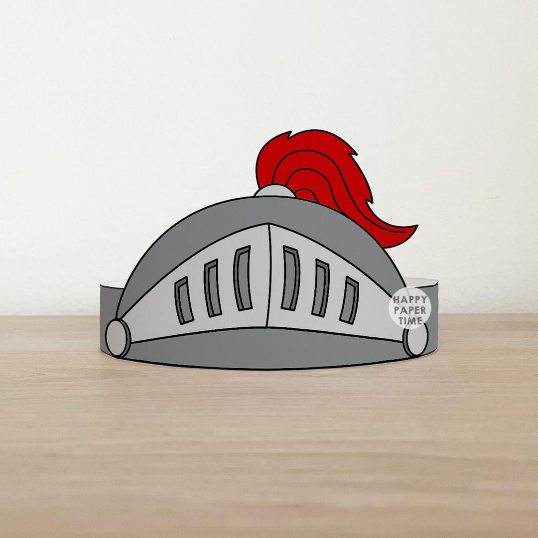 Knight Paper Helmet Crown Template Fantasy Party Headband Costume ...