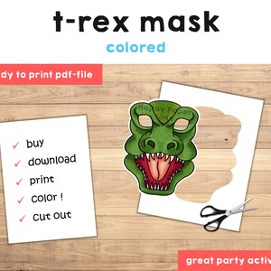 Trex Costume Mask, Dinosaur Costume - Trex Mask - Dinosaur Party ...