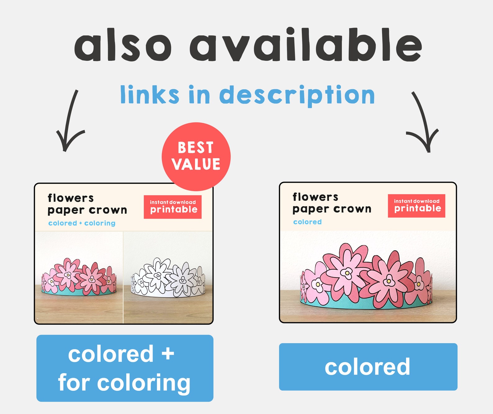 Flower Paper Crown Party Coloring Printable Kids Craft Spring - Etsy