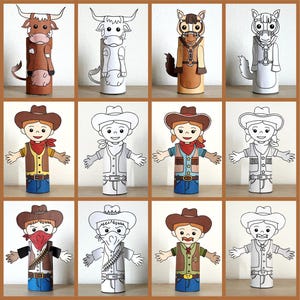 Wild West Toilet Paper Roll Craft Activity Cowboy Party Coloring ...