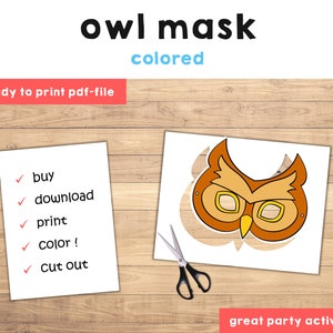 Owl Costume Owl Mask Animal Mask Printable Owl Printable Owl Party ...