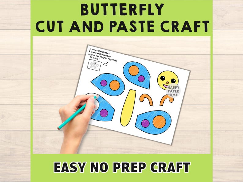 Butterfly Cut and Paste Craft Printable Spring Bugs Insects Animal ...