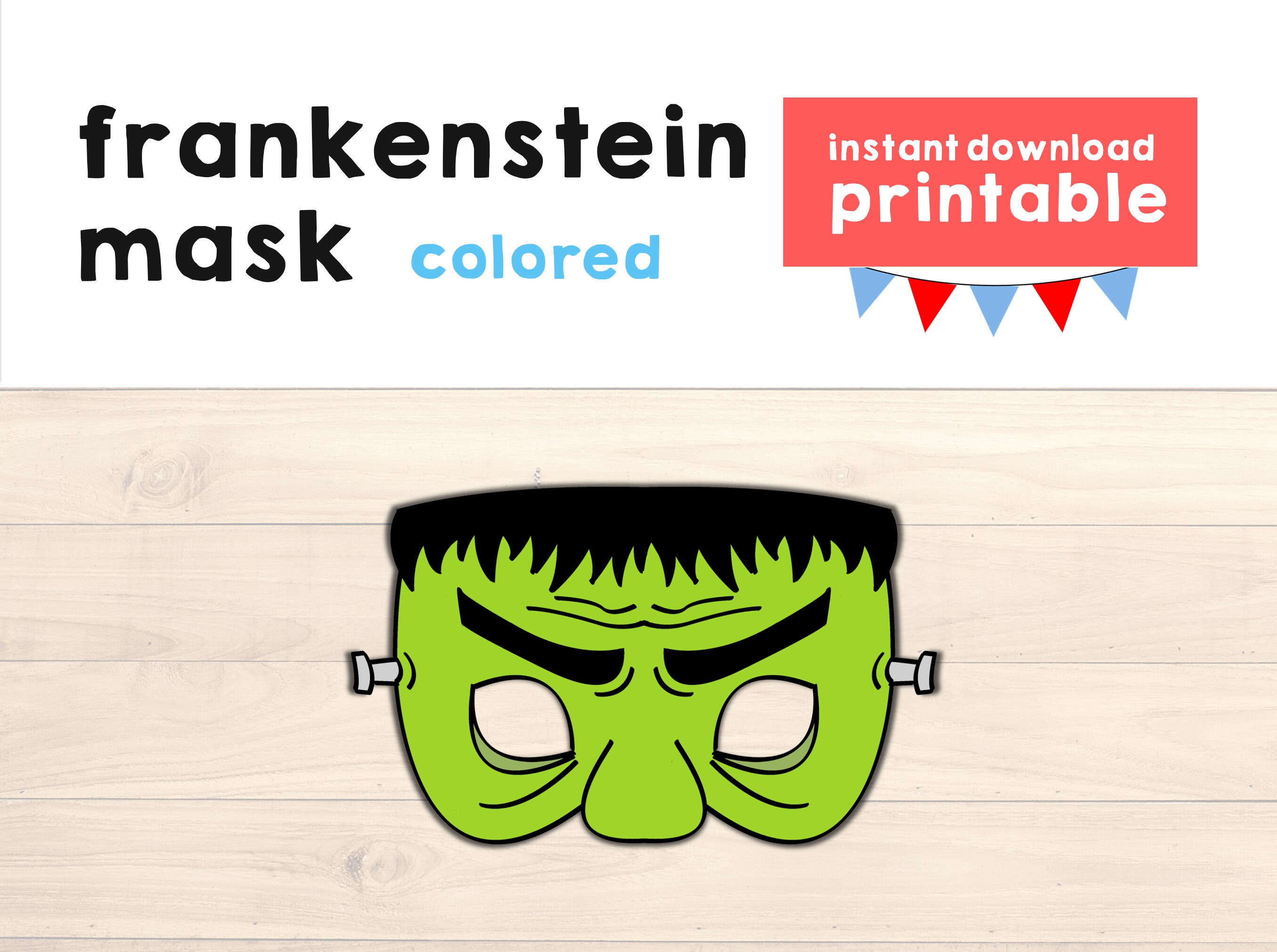 Frankenstein Mask Kids Costume Halloween mask diy Halloween | Etsy