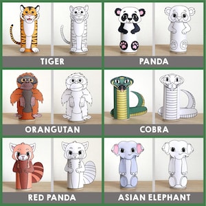 Asian Animals Toilet Paper Roll Craft Safari Party Coloring Printable ...