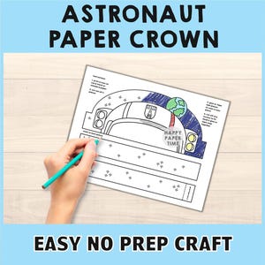 Astronaut Helmet Paper Crown Space Astronomy Party Coloring Printable ...