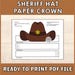 Sheriff Hat Paper Crown Party Costume Printable Kids Craft Wild West ...