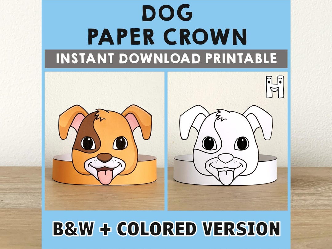 Dog Paper Crown Headband Pet Animal Coloring Printable Kids Craft Puppy ...