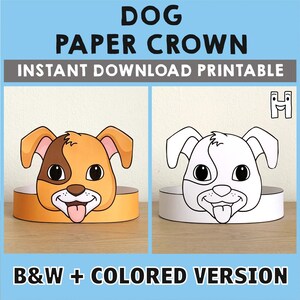Dog Paper Crown Headband Pet Animal Coloring Printable Kids Craft Puppy ...