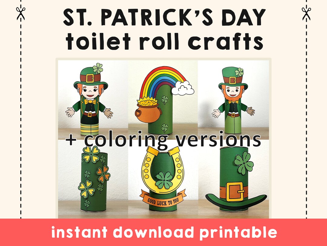 St. Patrick's Day Toilet Paper Roll Craft Activity Leprechaun Shamrock ...