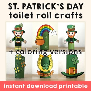 St. Patrick's Day Toilet Paper Roll Craft Activity Leprechaun Shamrock ...