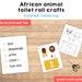 African Animals Toilet Paper Roll Craft Safari Party Coloring Printable ...