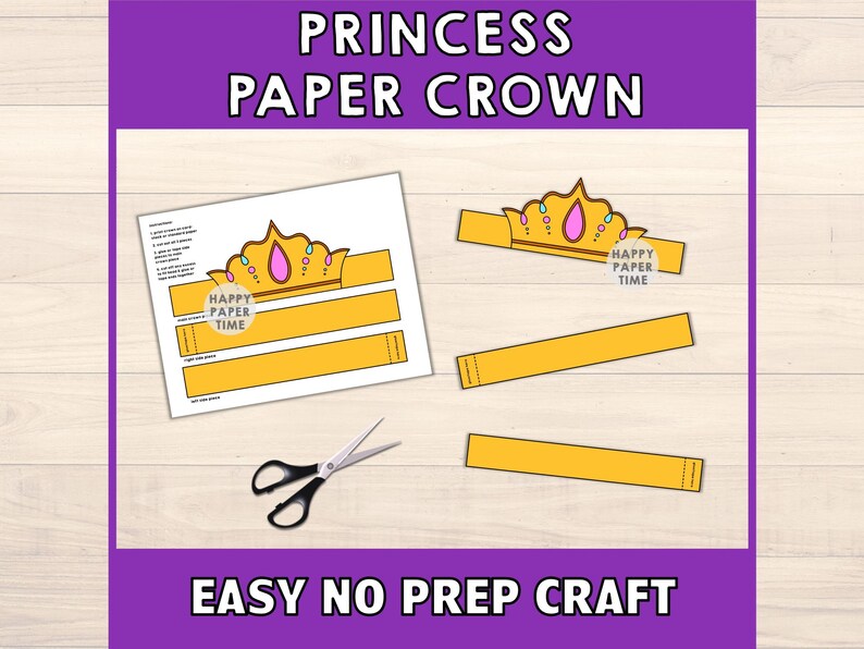 Princess Paper Crown Template Fantasy Medieval Party Headband Costume ...