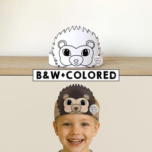 Hedgehog Paper Crown Party Coloring Printable Kids Craft Woodland ...