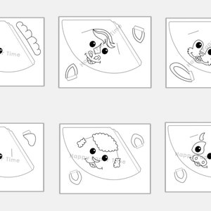 Farm Animal Party Hats Paper Printable Table Pig Horse Cow Rabbit Sheep ...