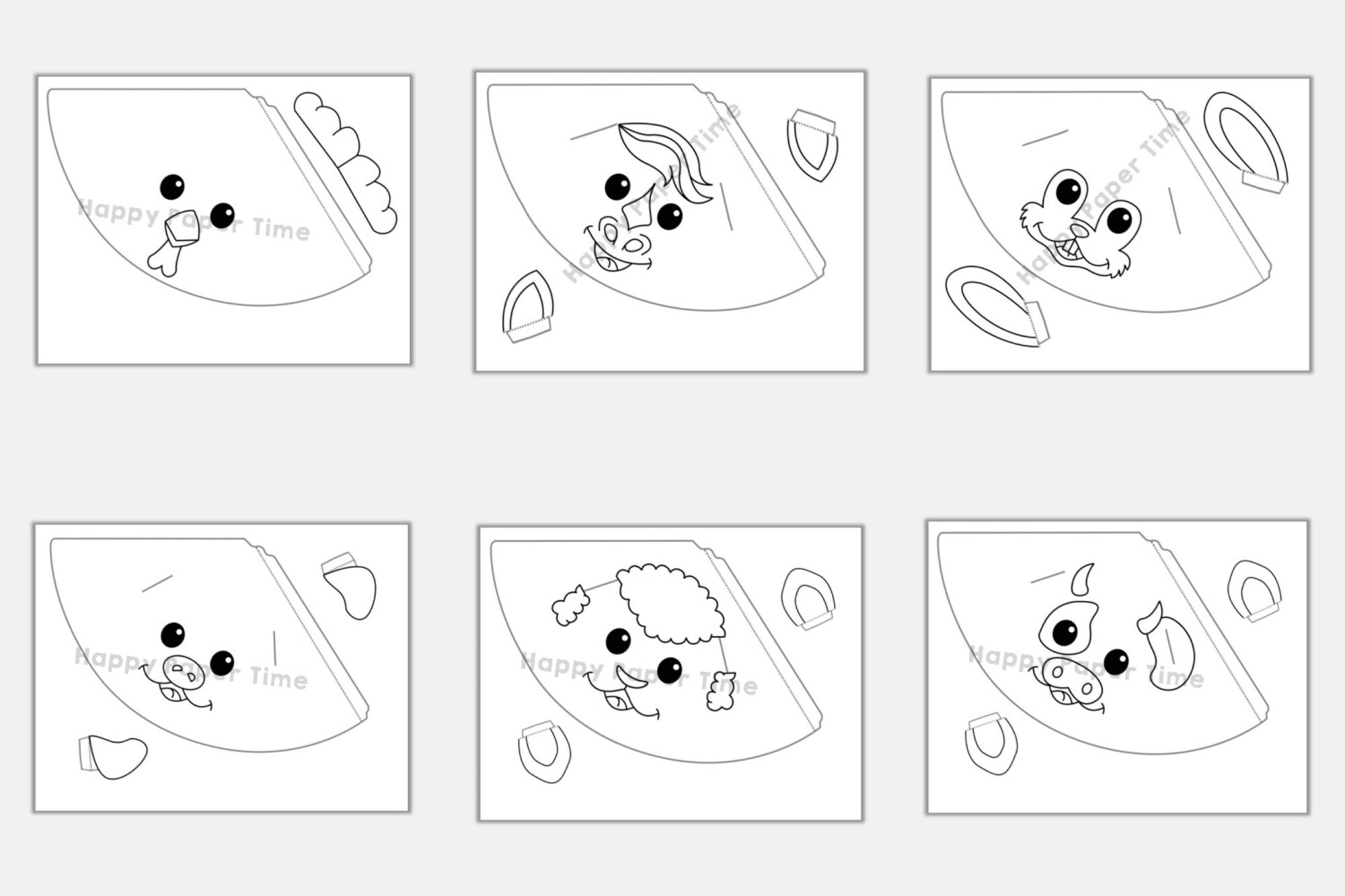 Farm Animal Party Hats Paper Printable Table Pig Horse Cow - Etsy