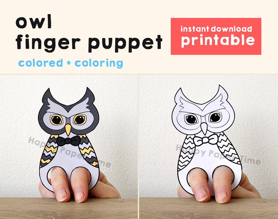 Owl Paper Craft Printable Woodland Animal Finger Puppet Kids Craft Owl ...