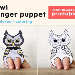 Owl Paper Craft Printable Woodland Animal Finger Puppet Kids Craft Owl ...