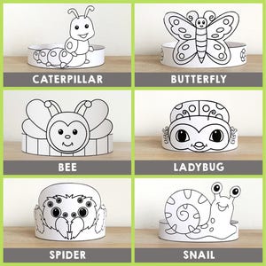Bugs Insects Paper Crowns Headband Craft Hat Butterfly Caterpillar ...
