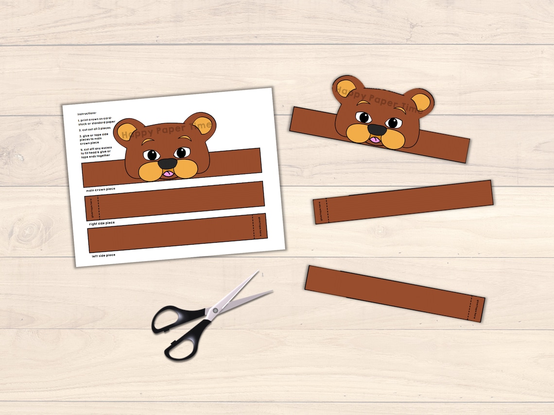 Bear Paper Crown Activity Printable Kids Craft Woodland Forest Birthday ...