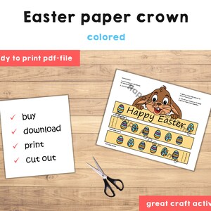 Easter Hat Paper Crown Headband Easter Bunny Day Party Activity ...