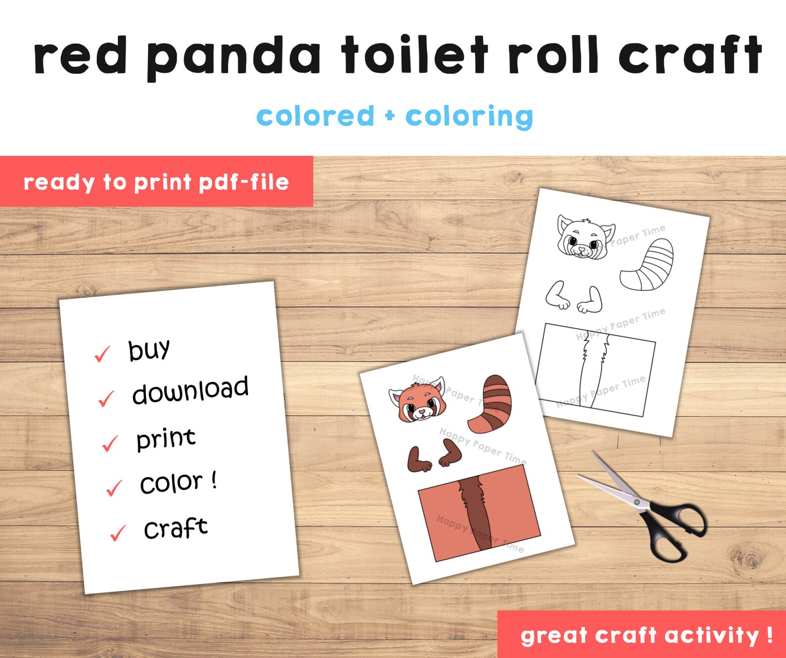 Red Panda Toilet Paper Roll Craft Asian Animal Jungle Party - Etsy