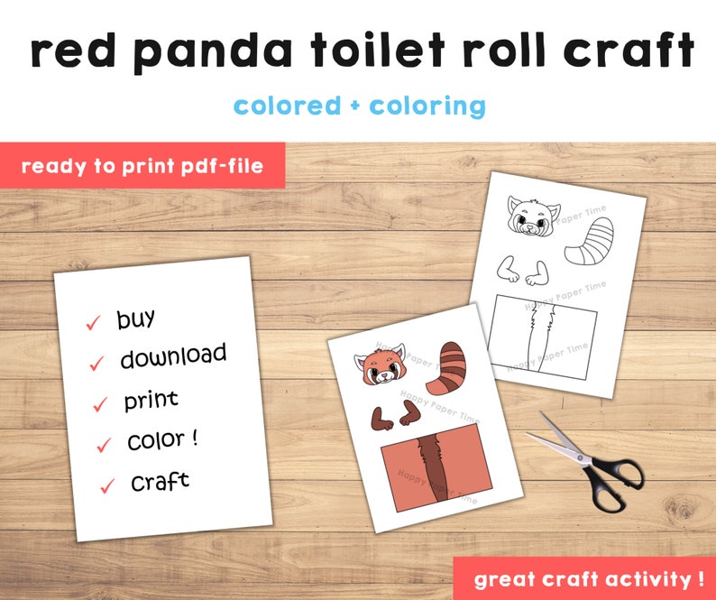 Red Panda Toilet Paper Roll Craft Asian Animal Jungle Party - Etsy