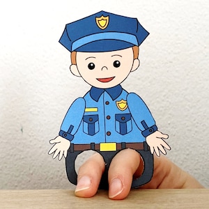 Police Officer Paper Craft Printable Community Helper Finger Puppet ...